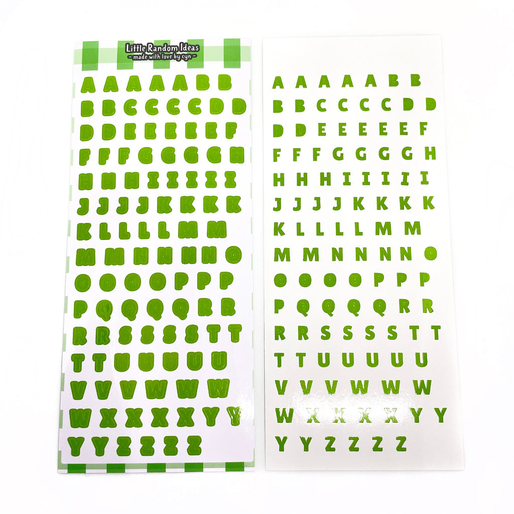 Deco Sticker Sheet - Print Letters - V1 Green – LittleRandomIdeas